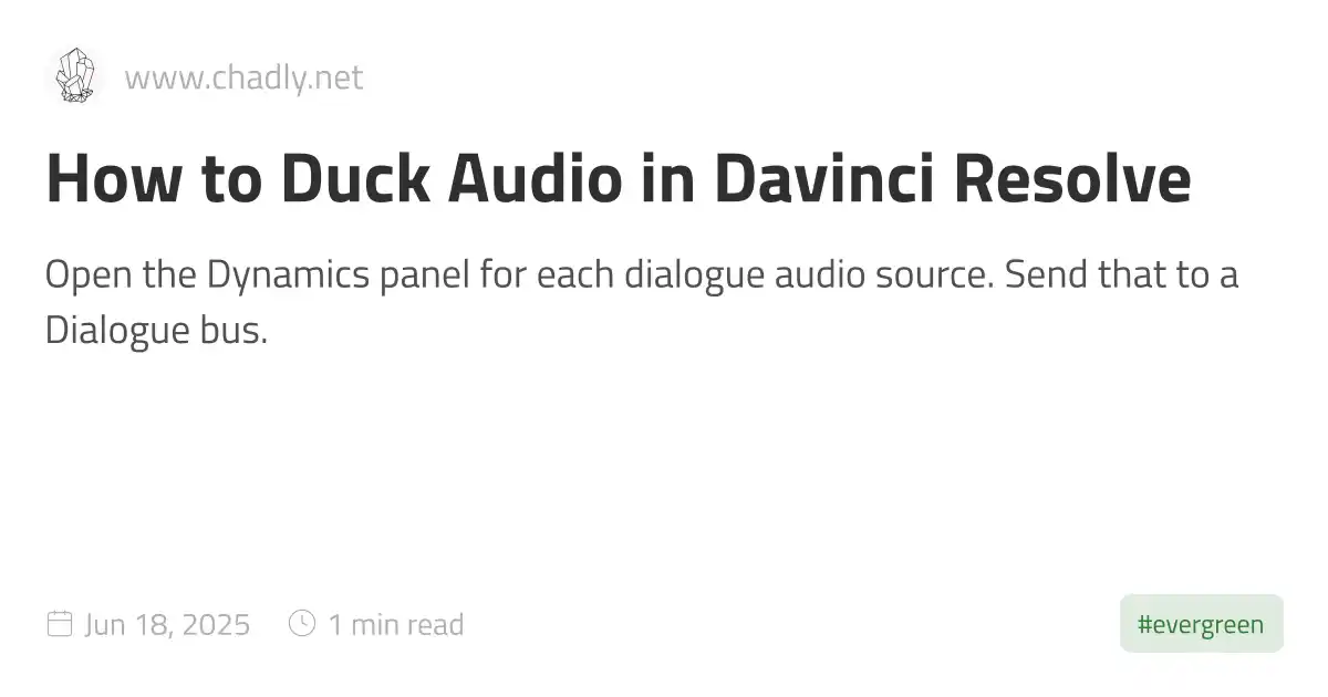 How to Duck Audio in Davinci Resolve