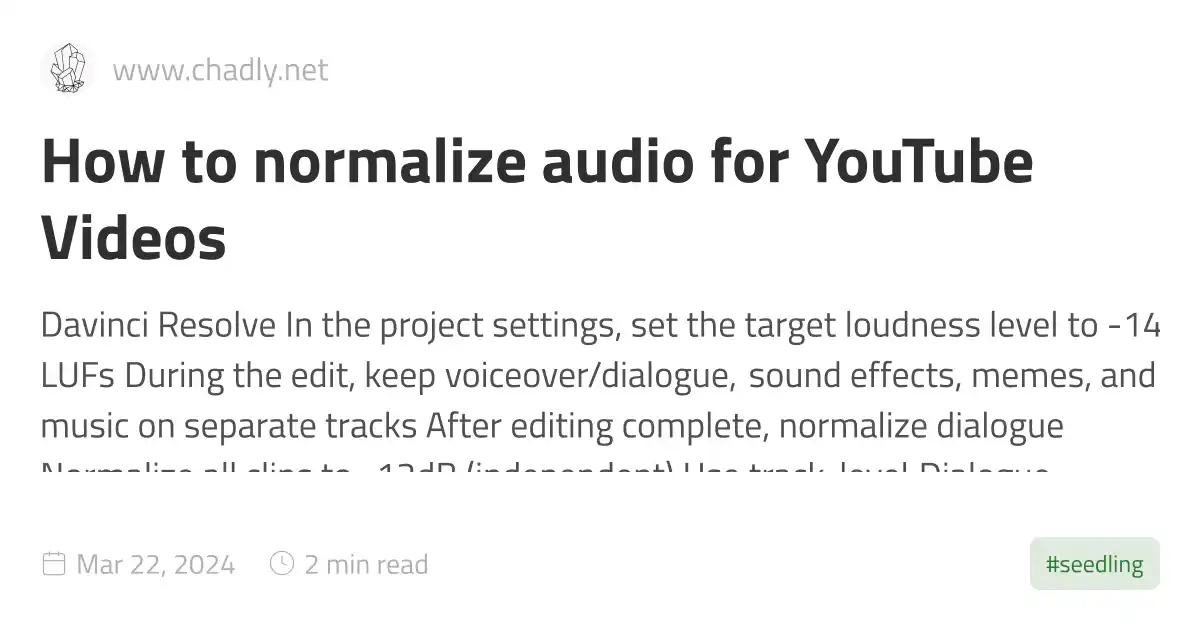 How to normalize audio for YouTube Videos